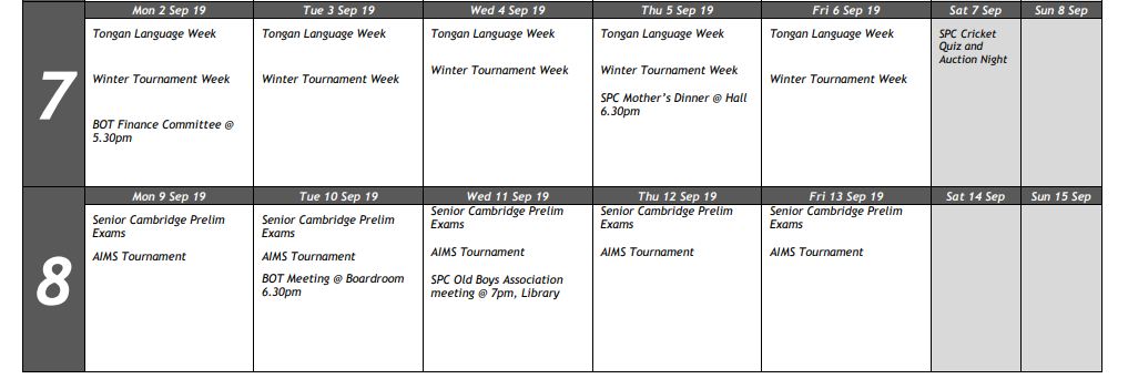 Term 3 - weeks 7 and 8 - St Peter's College